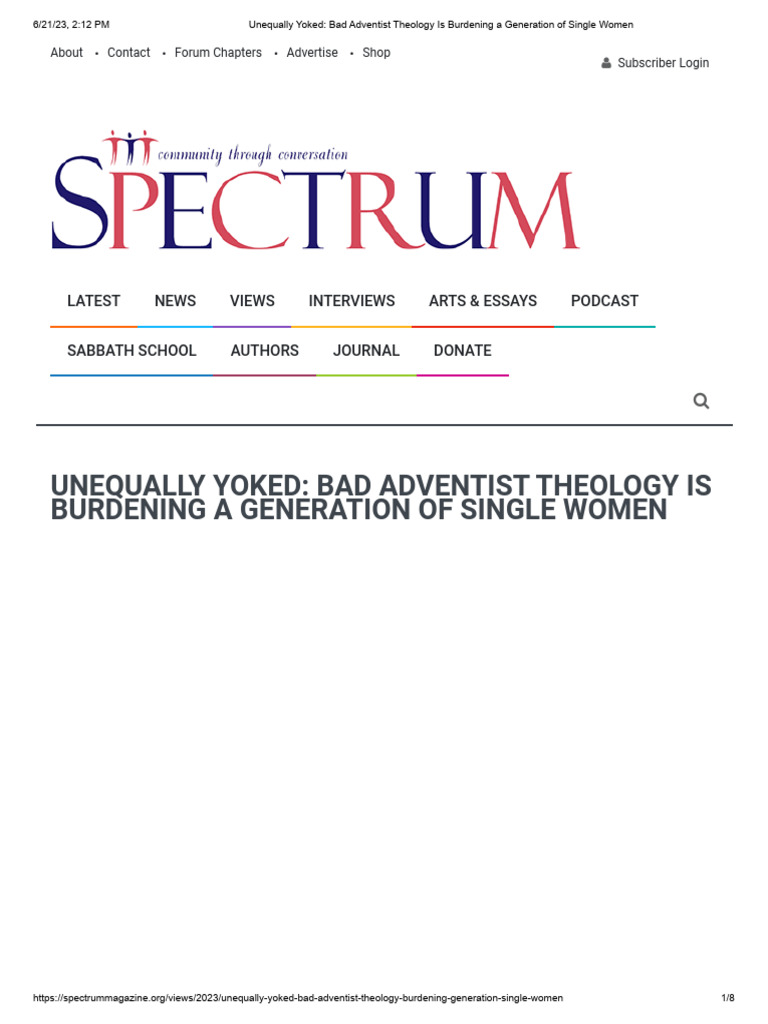 Unequally Yoked - Bad Adventist Theology Is Burdening A Generation of ...