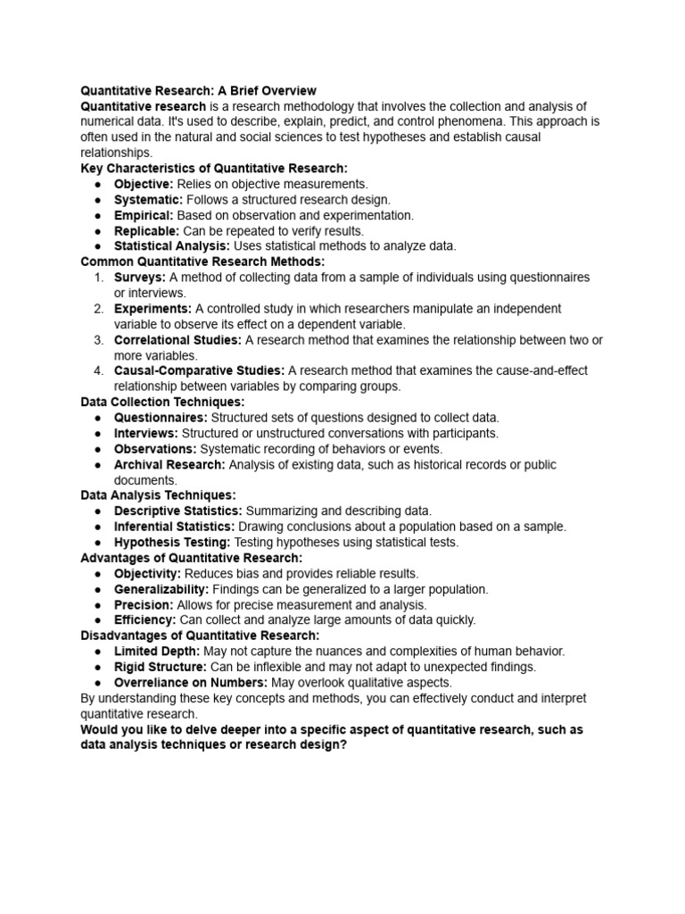 Quantitative Research | PDF | Methodology | Quantitative Research