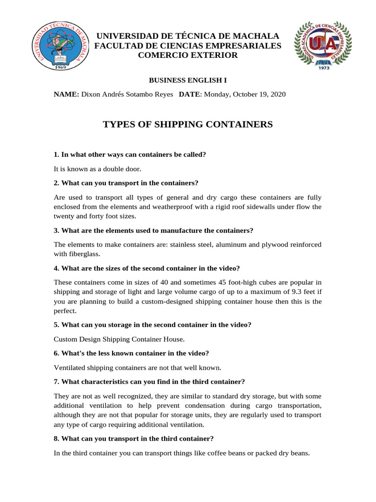 Types of Shipping Containers Explained | PDF | Freight Transport