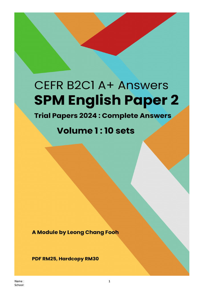 Promo 2024 B2C1 V1 Trial Paper SPM English Paper 2 | PDF | Adolescence ...