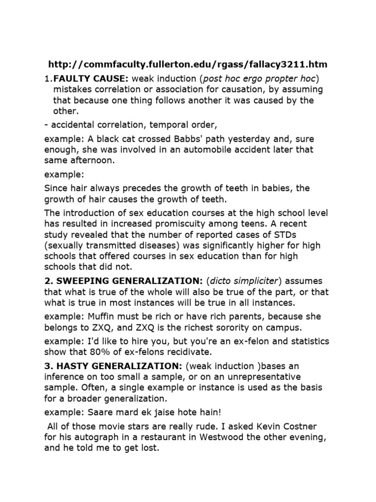 Common Fallacies in Reasoning | PDF | Fallacy | Argument