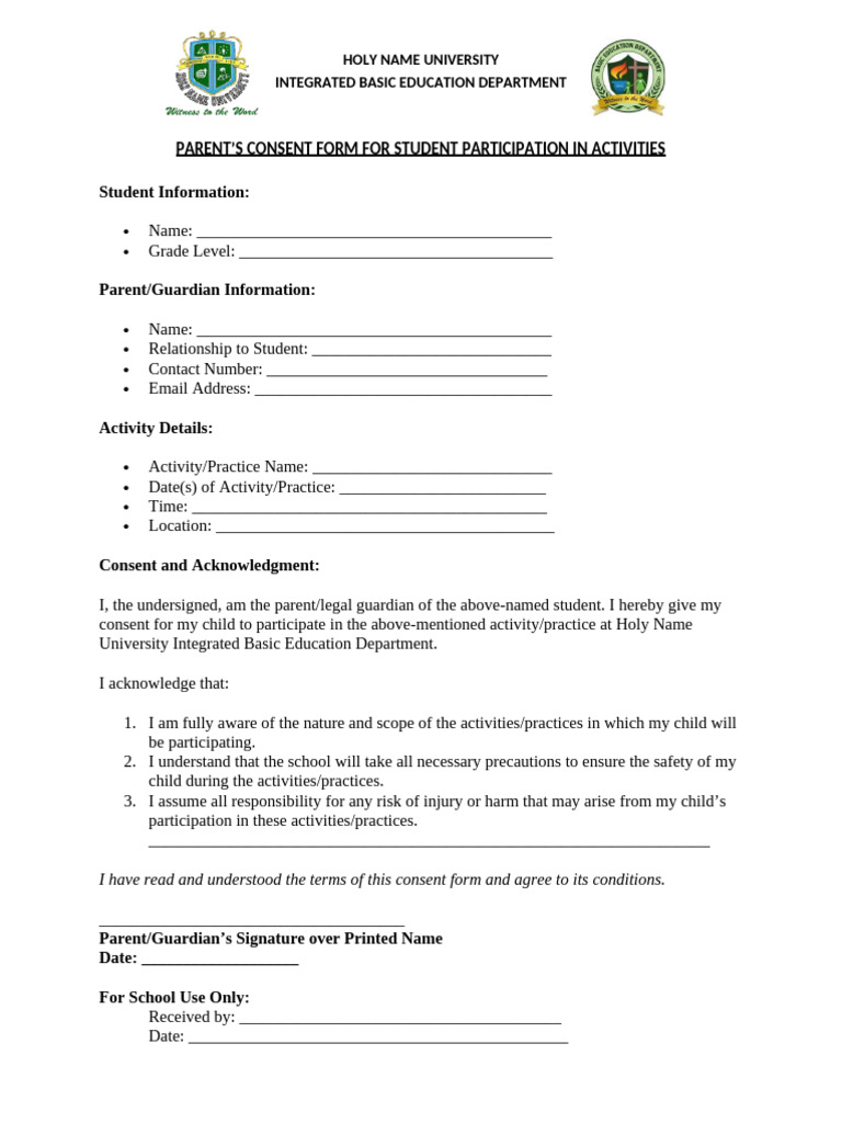 Parents Consent Form | PDF