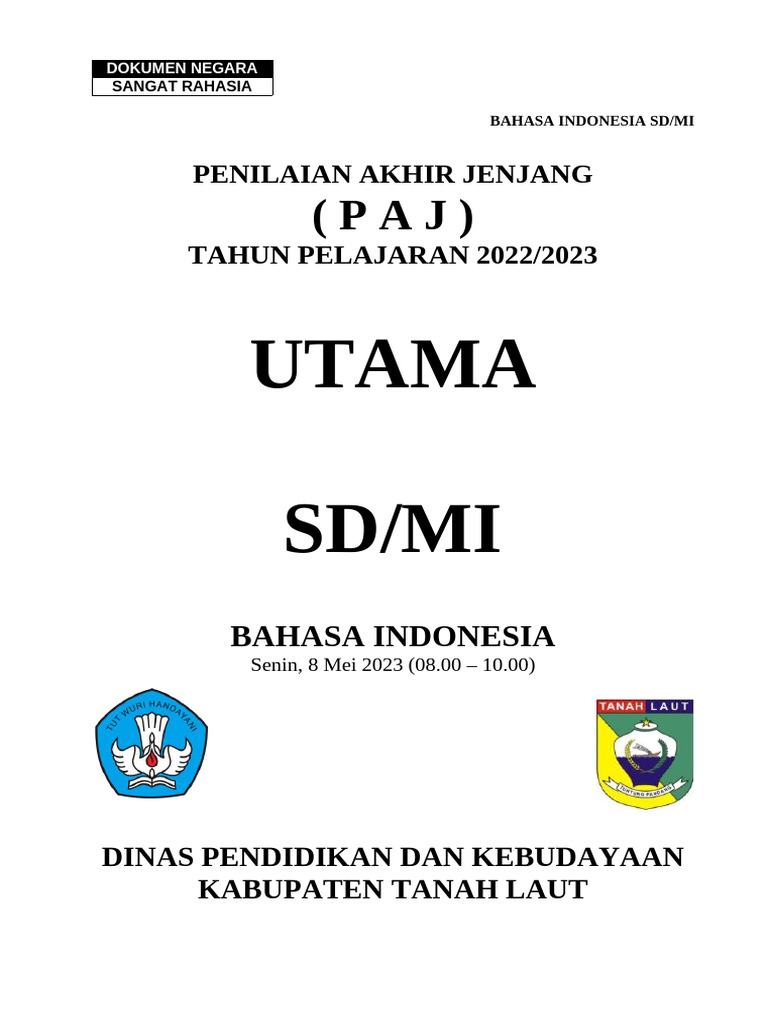 Soal Paj Bhs. Ind TP 2022 - 2023 | PDF