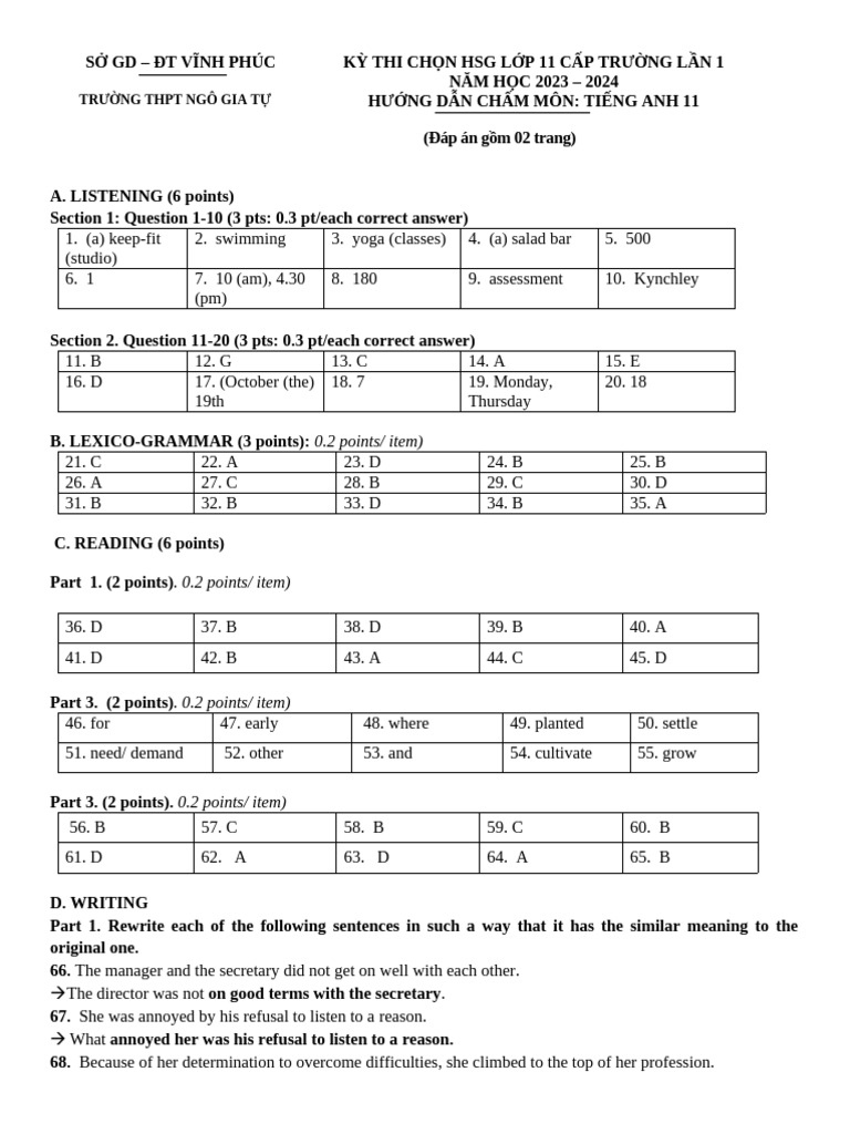 HSG English Exam Guide for Grade 11 | PDF | Atmosphere | Ozone