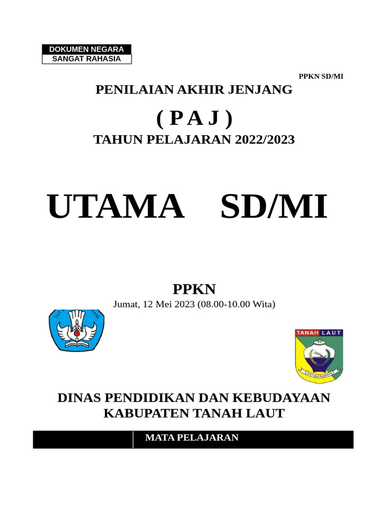 Soal Paj PKN TP 2022 - 2023 | PDF