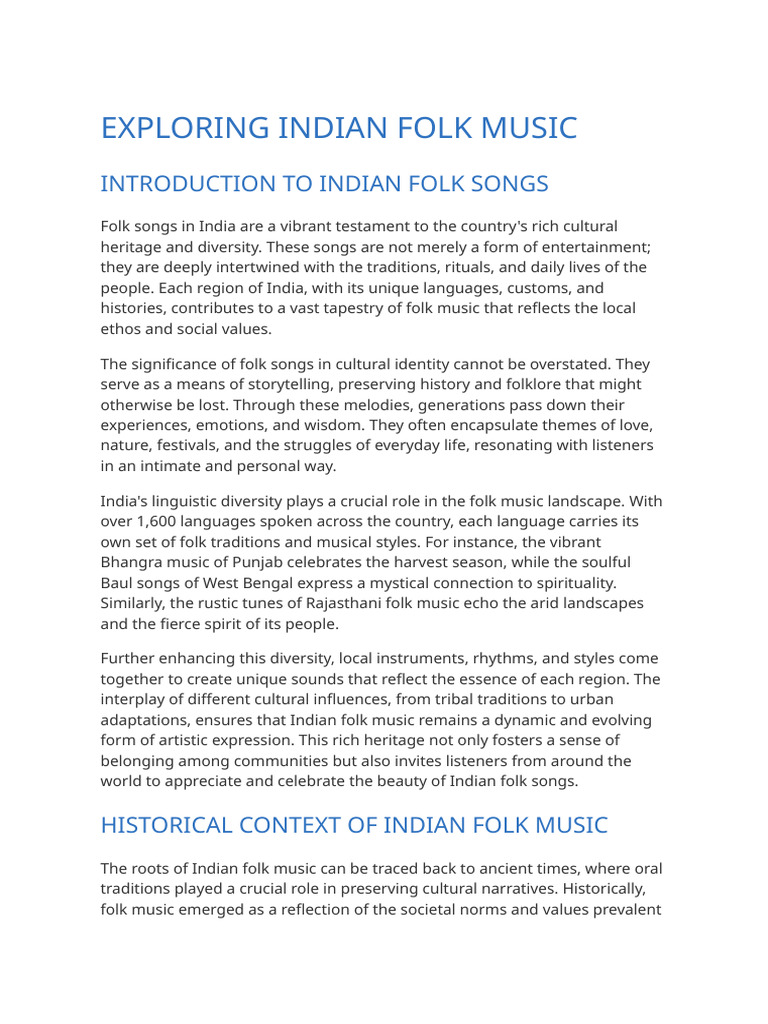 Exploring Indian Folk Music | PDF | Folk Music | Traditions