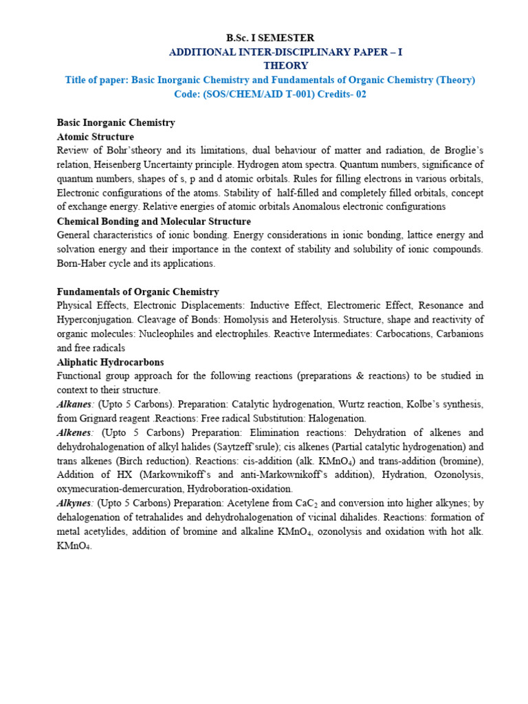 B.SC - I, II, III and IV Semesters - Additional Inter-Disciplinary ...