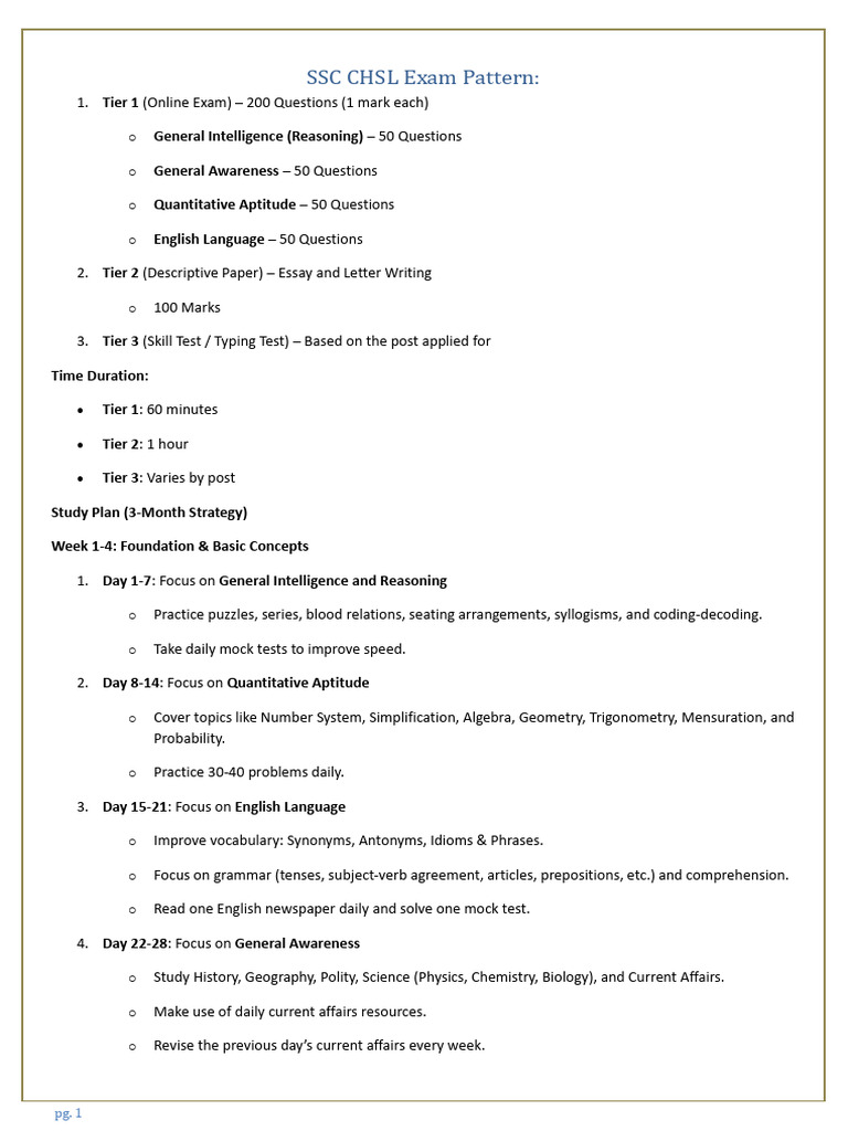 SSC CHSL Exam Pattern | PDF | Essays | Reading Comprehension