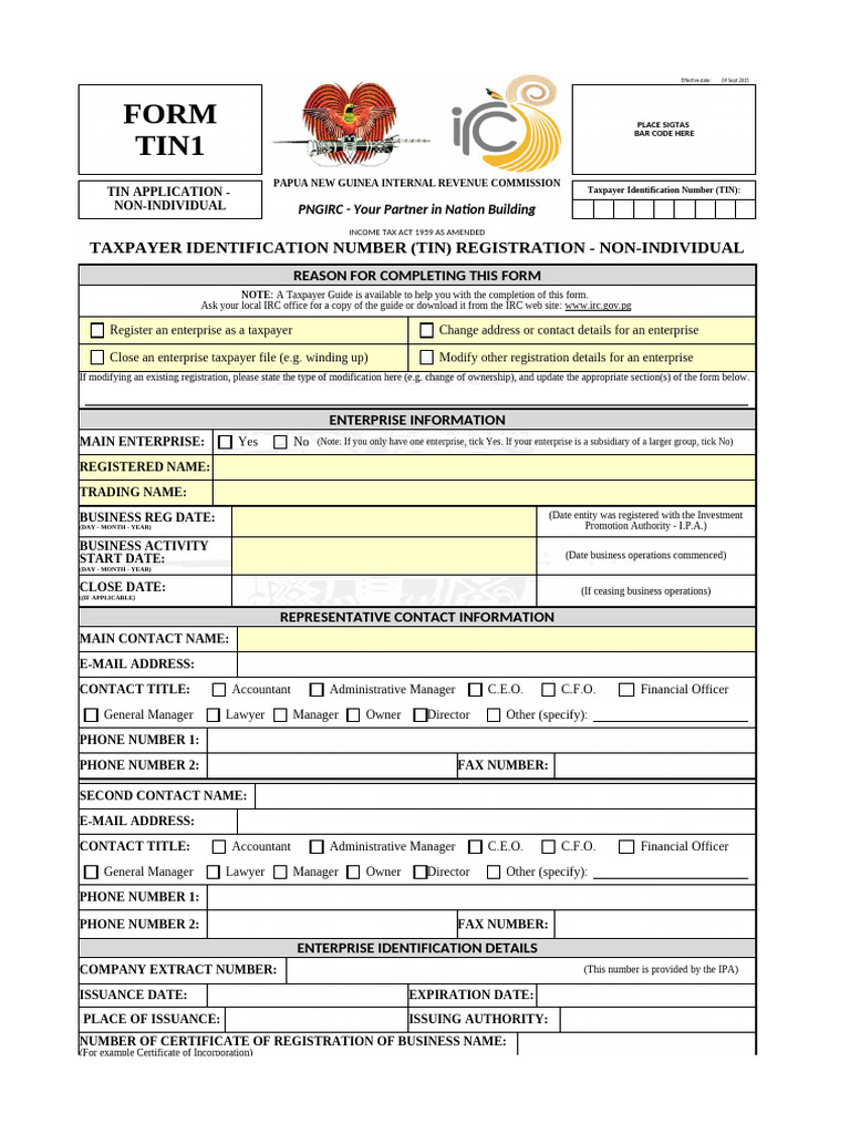 Papua New Guinea TIN Registration Form | PDF | Tax Deduction | Expense