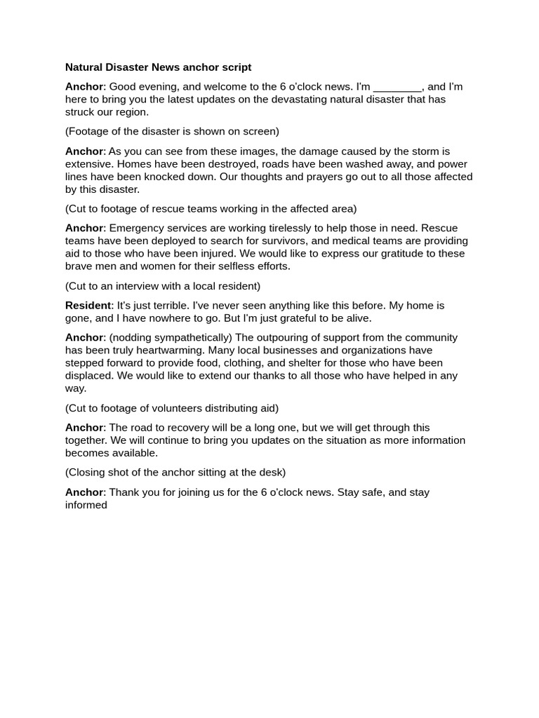 News Casting Script | PDF | Emergency Management | Vortices