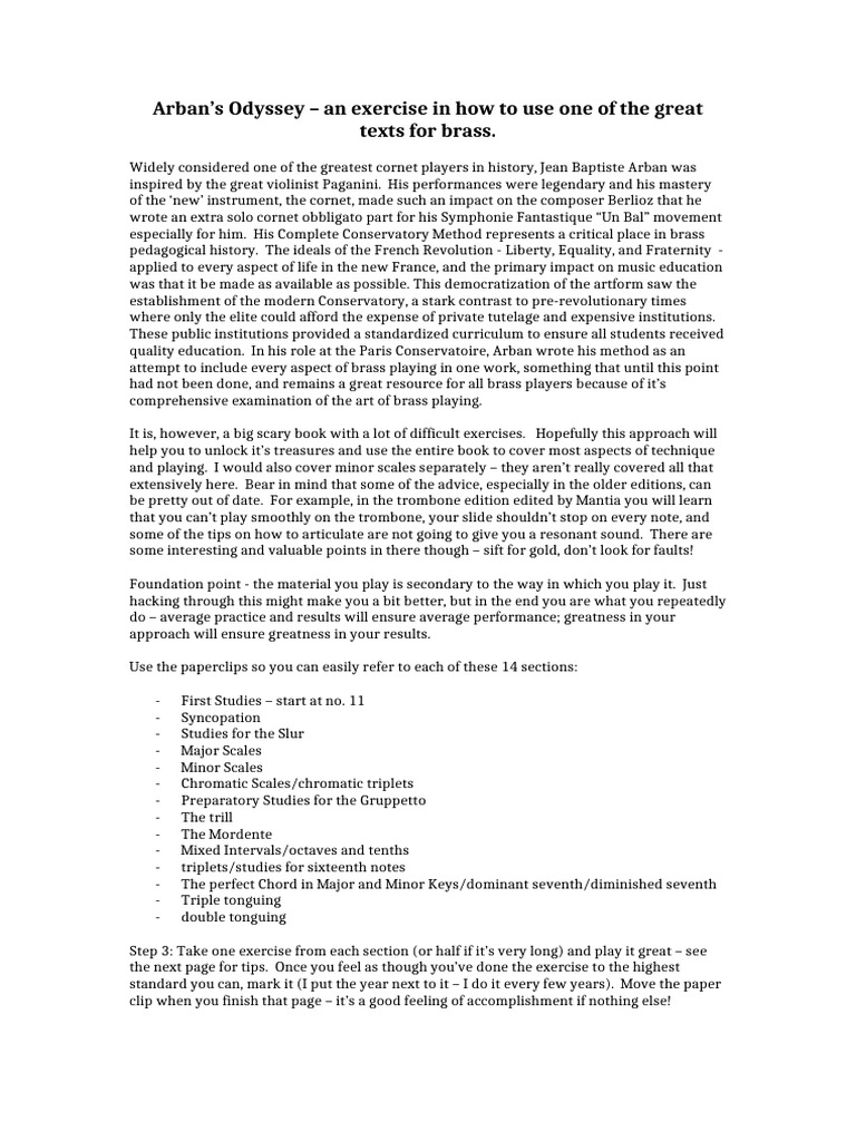 Arban's Odyssey - An Exercise in How To Use One of The Great Texts For ...