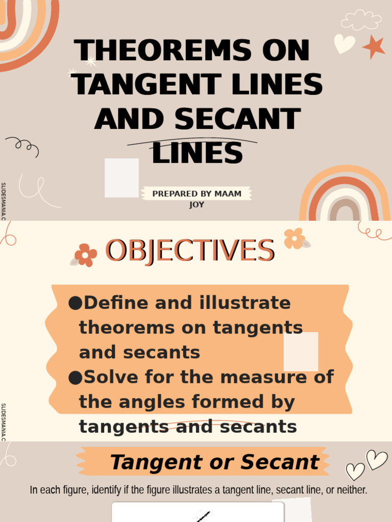 Tangent and Secant Line Theorems | PDF | Tangent | Trigonometric Functions