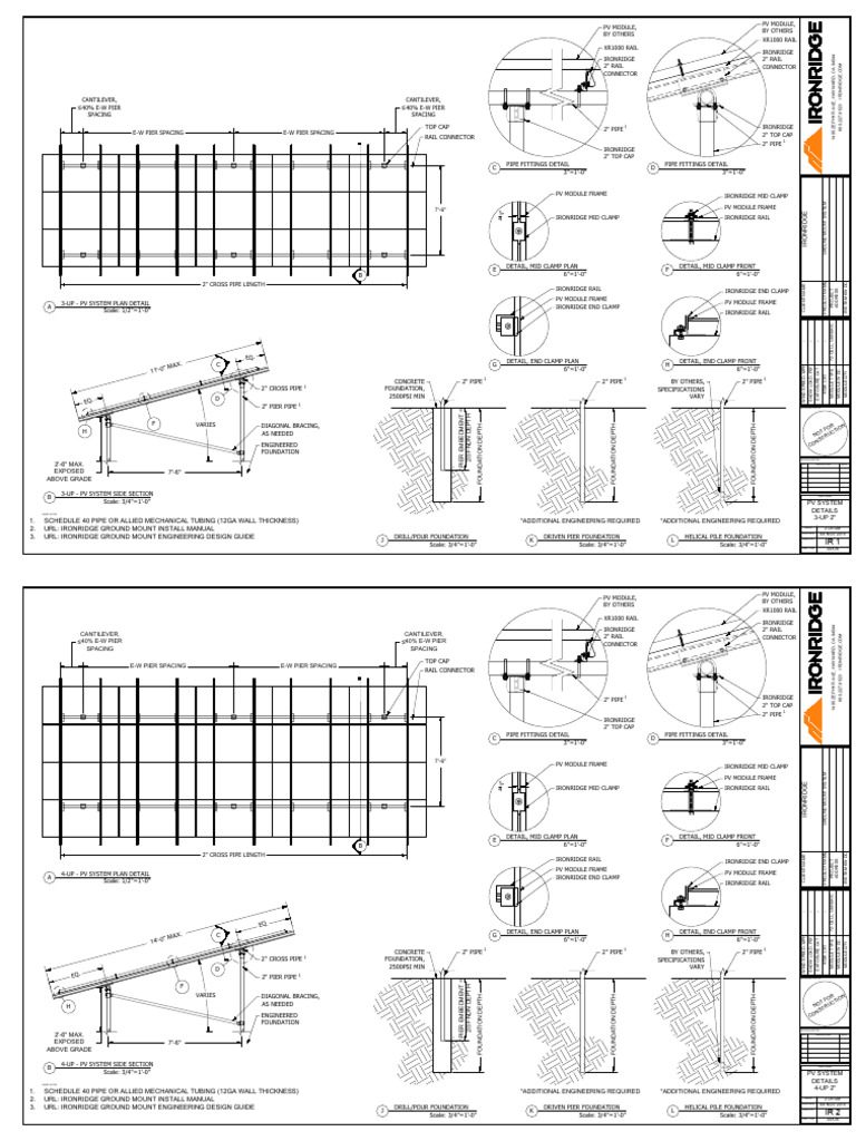Ground Mount CAD Drawings | PDF | Foundation (Engineering) | Deep ...
