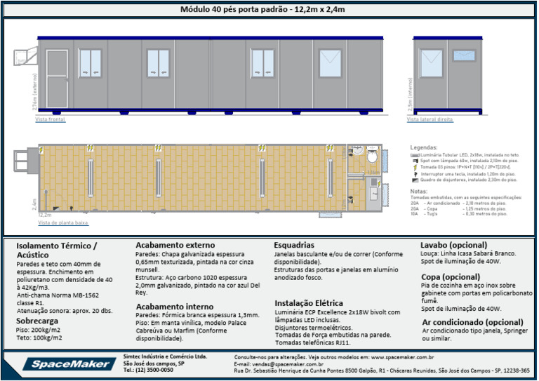Módulo 40 Pés Porta Padrão - Layout Geral | PDF | Materiais