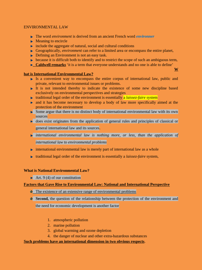 Enviroment Law Teachers Note | PDF | Environmental Law | Environmental ...
