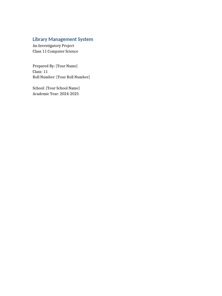 Library Management System Investigatory Project | PDF | Python (Programming Language) | Usability