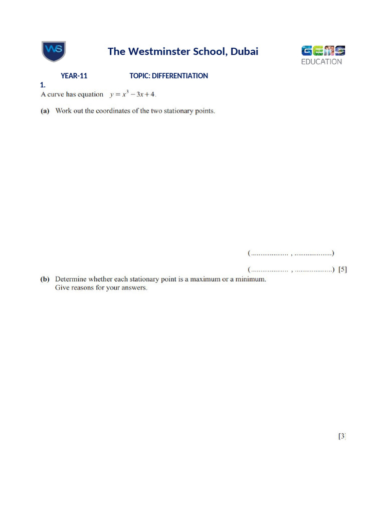 E2.12 Differentiation Worksheet | PDF