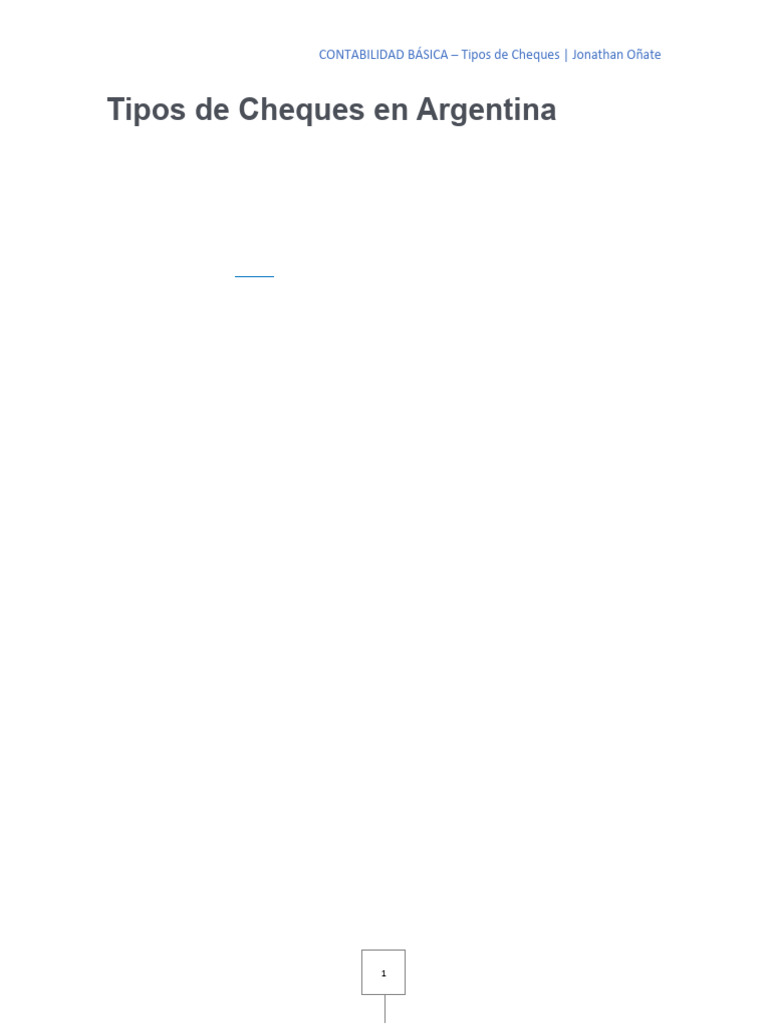PDF - CONTABILIDAD BÁSICA - Tipos de Cheques | PDF | Cheque | Bancos