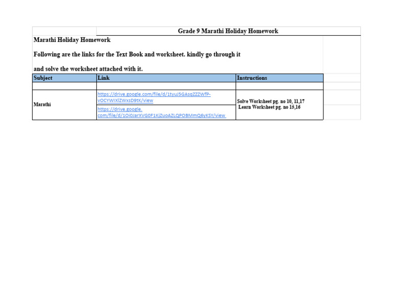 Gr.9 Marathi Holiday Homework | PDF