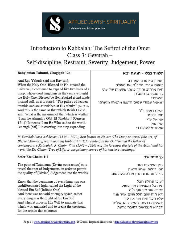 AJS Sefirot 3 - Gevurah | PDF | Baal Shem Tov | Kabbalah