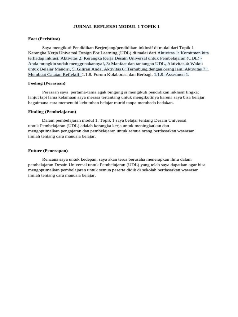Jurnal Refleksi Modul 1 Topik 1 | PDF