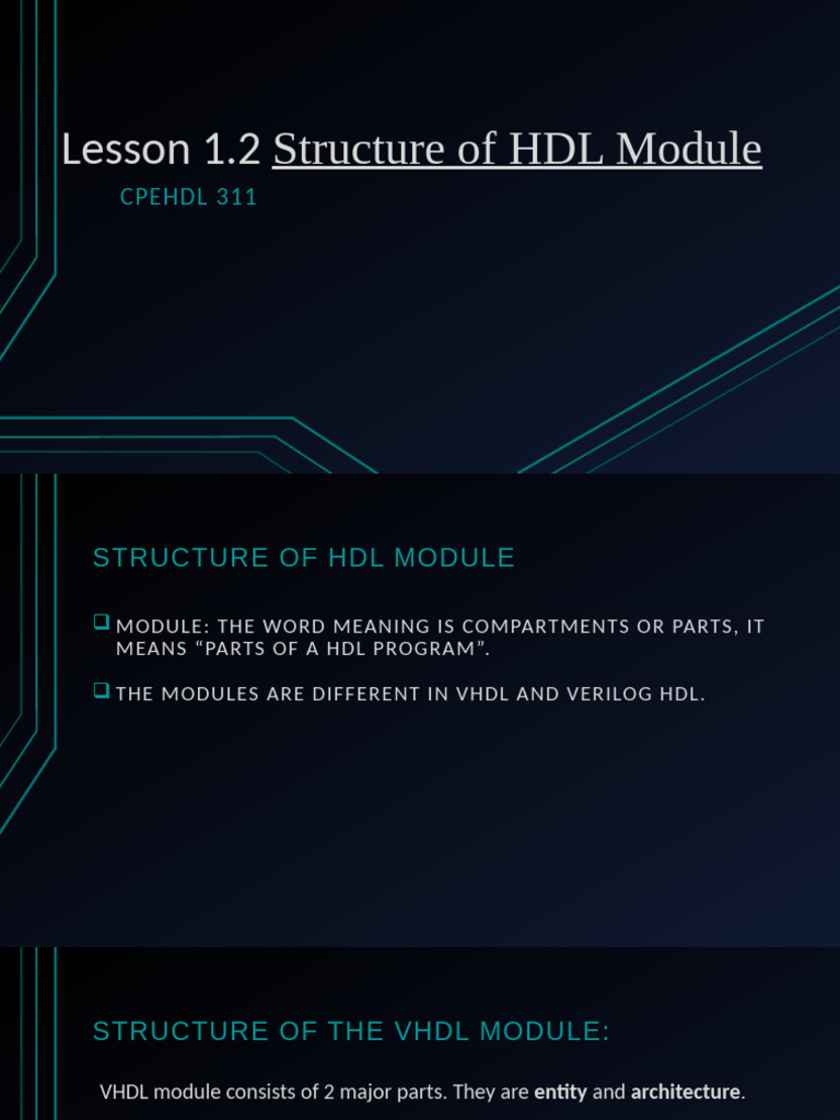 Lesson 1.2 Structure of HDL Module | PDF | Hardware Description Language | Vhdl