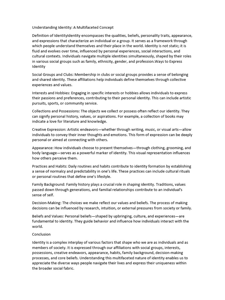 Understanding Identity Exposición | PDF | Identity (Social Science ...