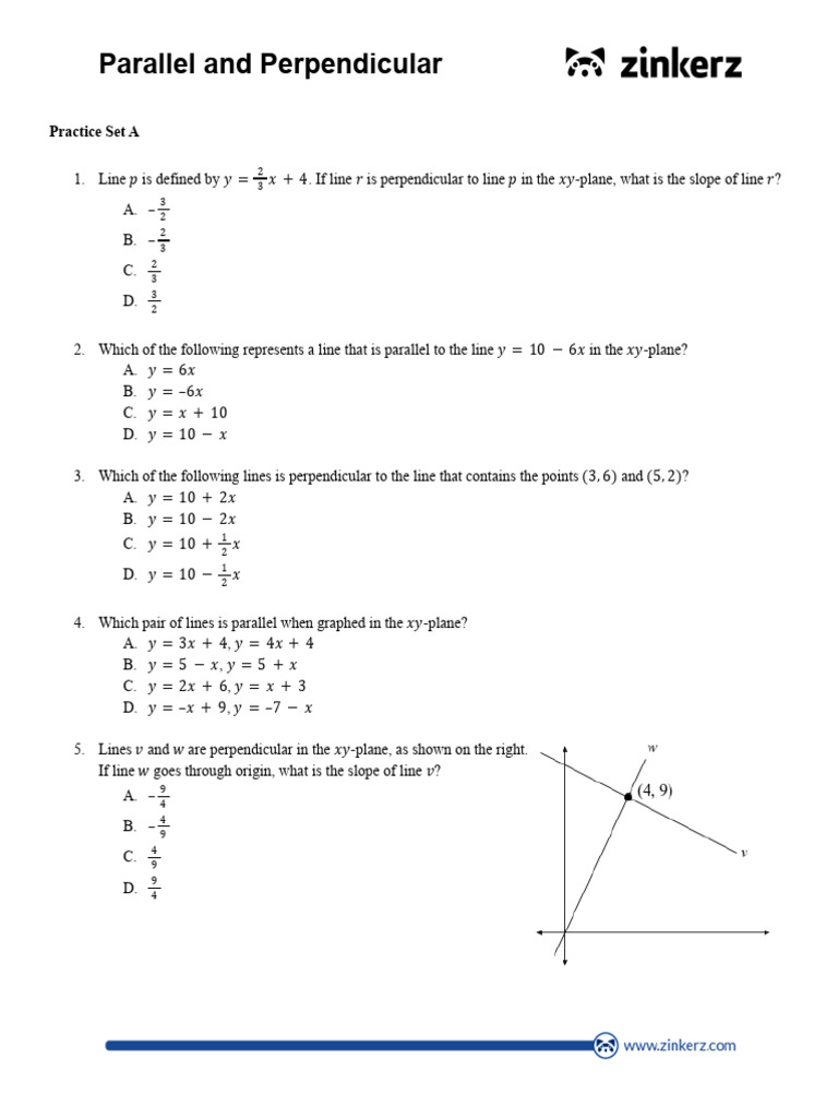 Parallel and Perpendicular - Practice Set A | PDF