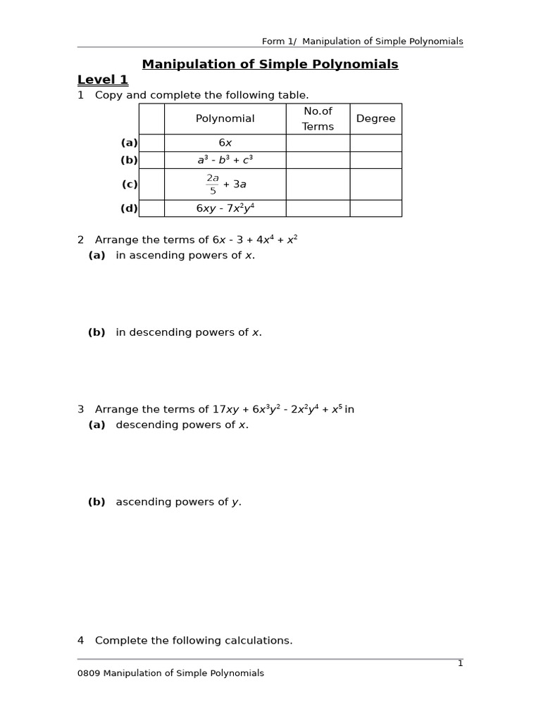 Chapter 4 Manipulation of Simple Polynomials | PDF | Area | Computational Science