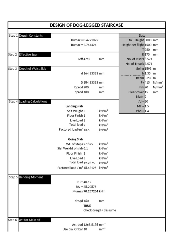 Staircase Calculations | PDF | Stairs | Structural Engineering