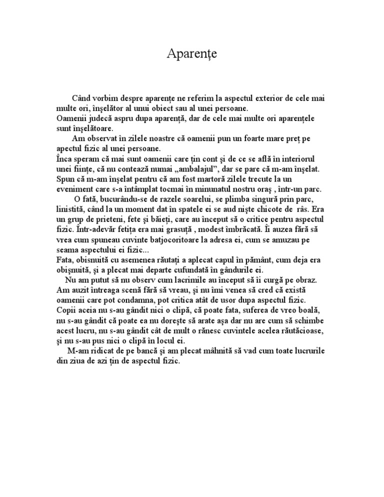 Aparenţe Eseu | PDF