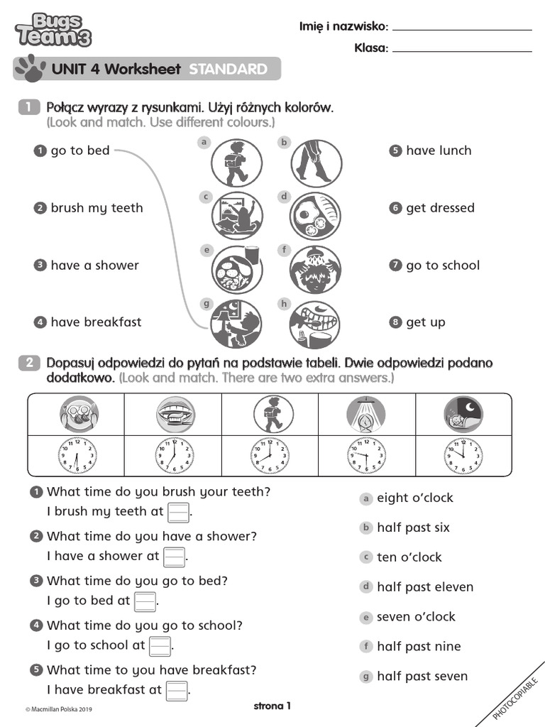 UNIT 4 Worksheet: Standard | PDF