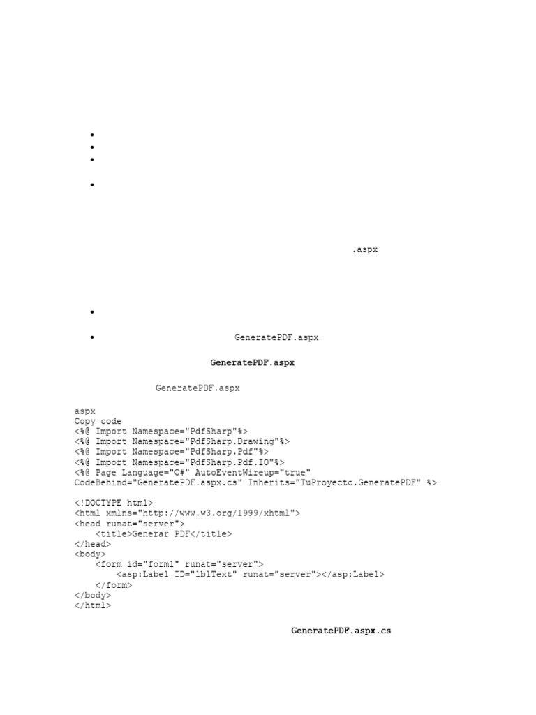 Generar PDF | PDF | C Sharp (lenguaje de programación) | Software