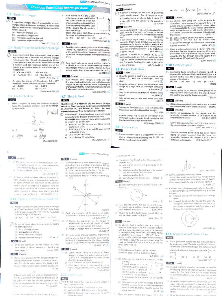 Pyqs | PDF | Electric Field | Sphere