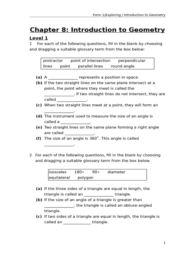 Chapter 8 Introduction To Geometry | PDF | Triangle | Line (Geometry)