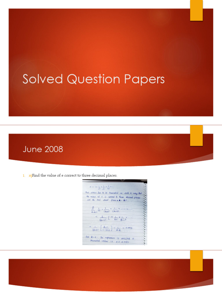 Solved Math Papers: Probability & Error Analysis | PDF | Probability ...