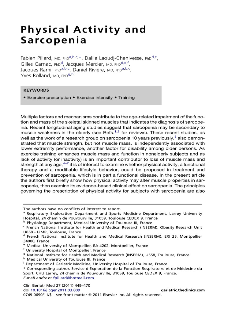 Physical Activity and Sarcopenia | PDF | Skeletal Muscle | Testosterone