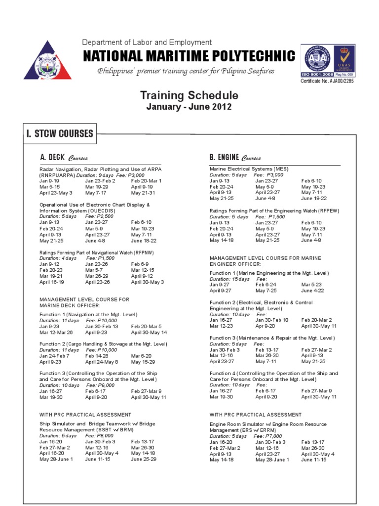 Tacloban Master Training Schedule (January-June 2012) For Web New ...