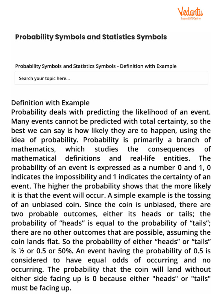 Probability Symbols and Statistics Symbols | PDF