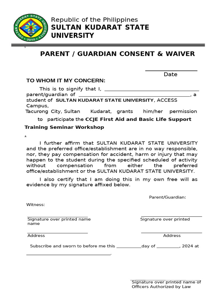 Parents Consent and Waiver | PDF