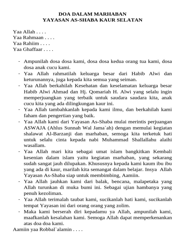 Doa Dalam Marhaban | PDF