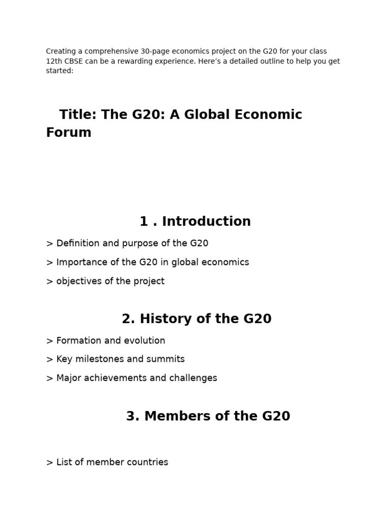 G20 Economics Project Guide for Class 12 | PDF