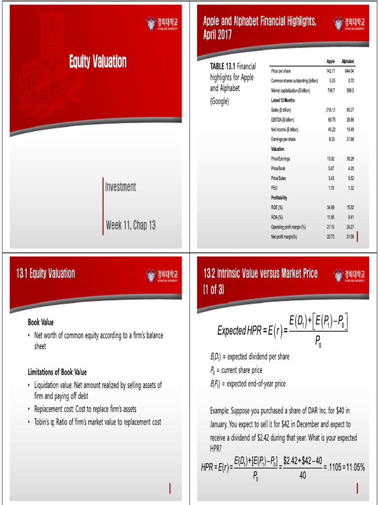 Week 11. Equity Valuation.pdf | PDF