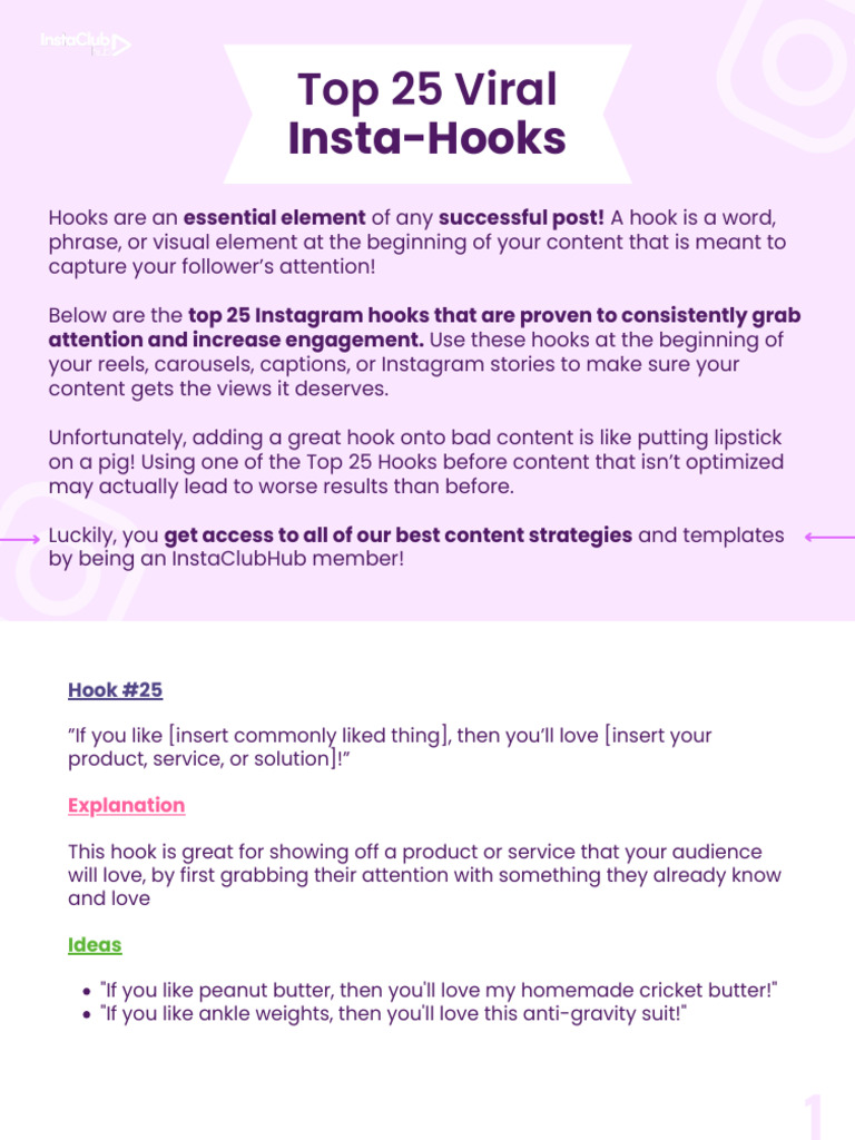 ICH - 25 Viral Hooks - Template | PDF