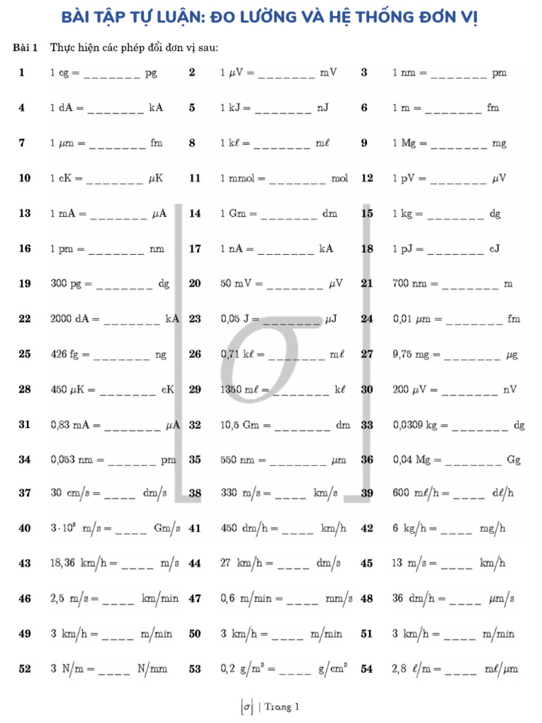10CL Đơn vị Thứ nguyên | PDF