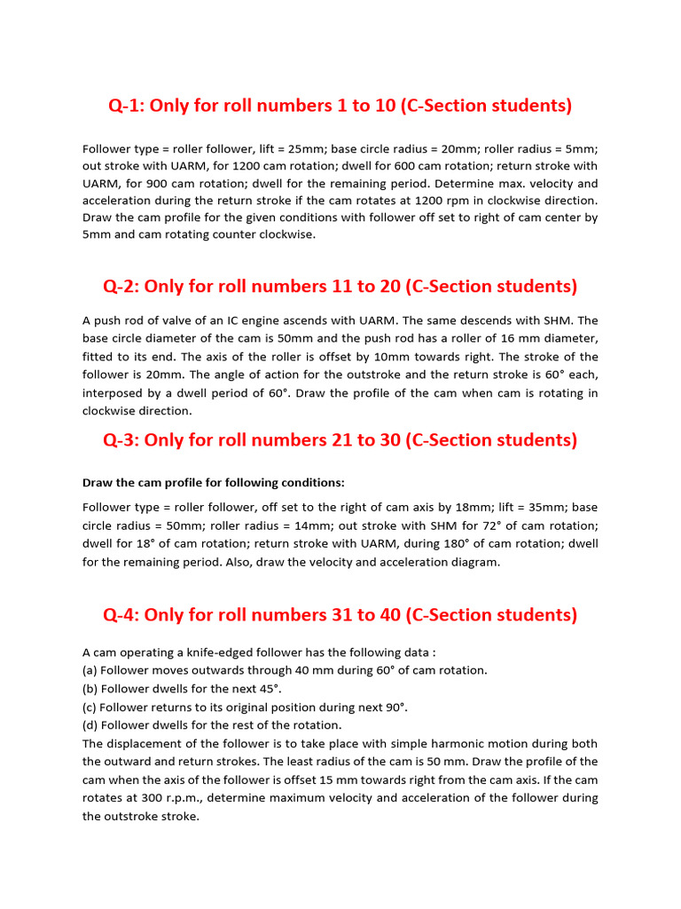 Assignment 3 QP - C Sec | PDF | Rotation | Acceleration