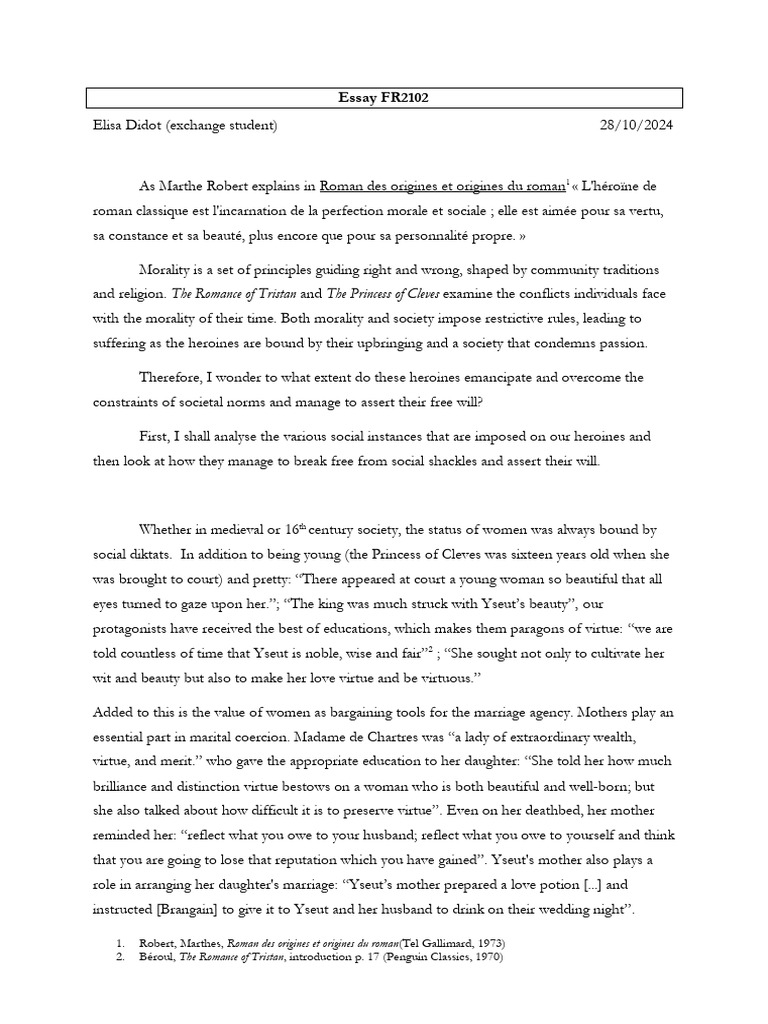 Heroines and Societal Constraints in Literature | PDF | Tristan