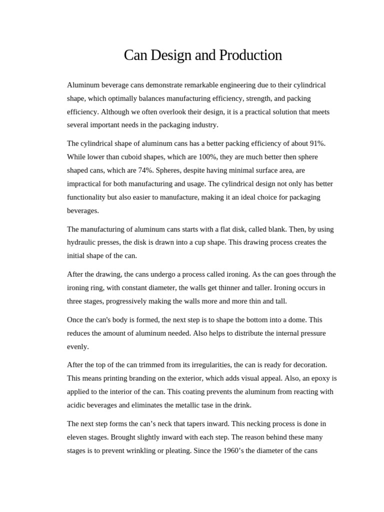 Aluminum Can Design and Manufacturing Insights | PDF | Secondary Sector ...
