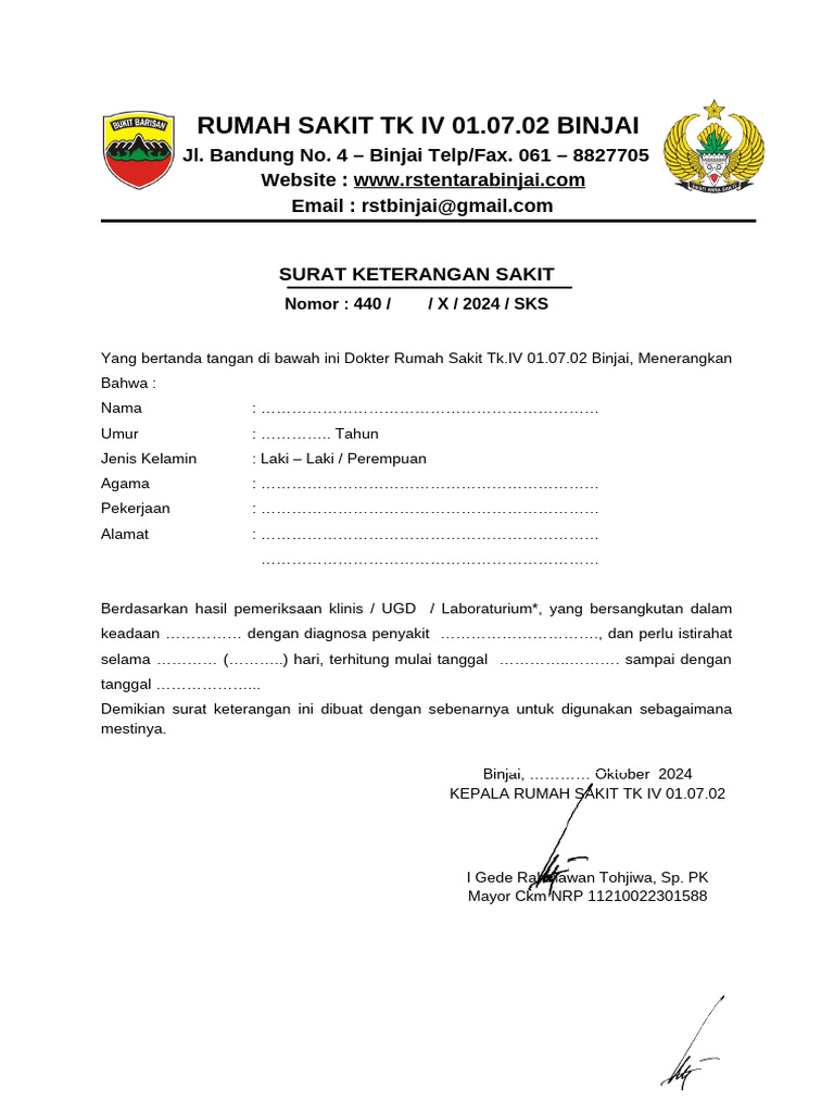 Format Surat Sakit | PDF