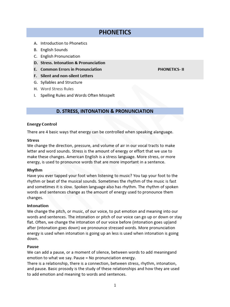 Phonetics - II | PDF | Stress (Linguistics) | English Language